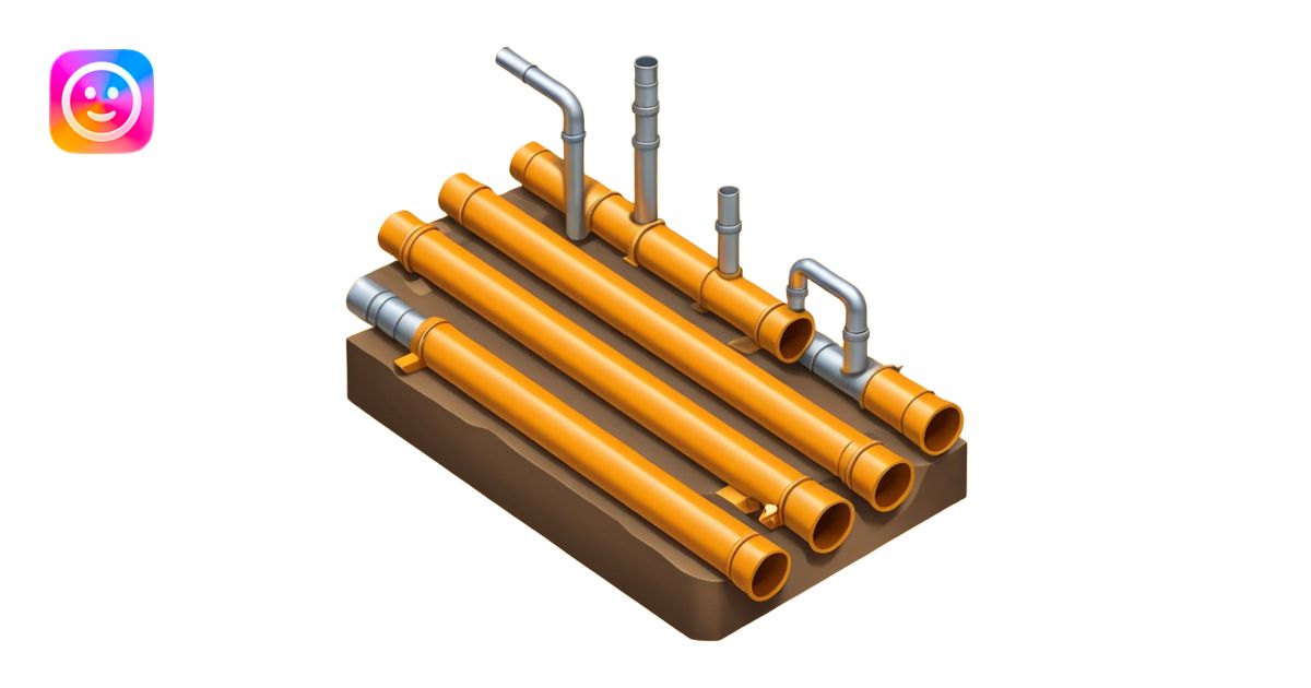 Emoji-style illustration of pipe installation in a trench, flat vector ...
