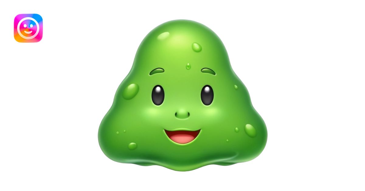 cute green slime blob, shiny, simple face emoji | AI Emoji Generator