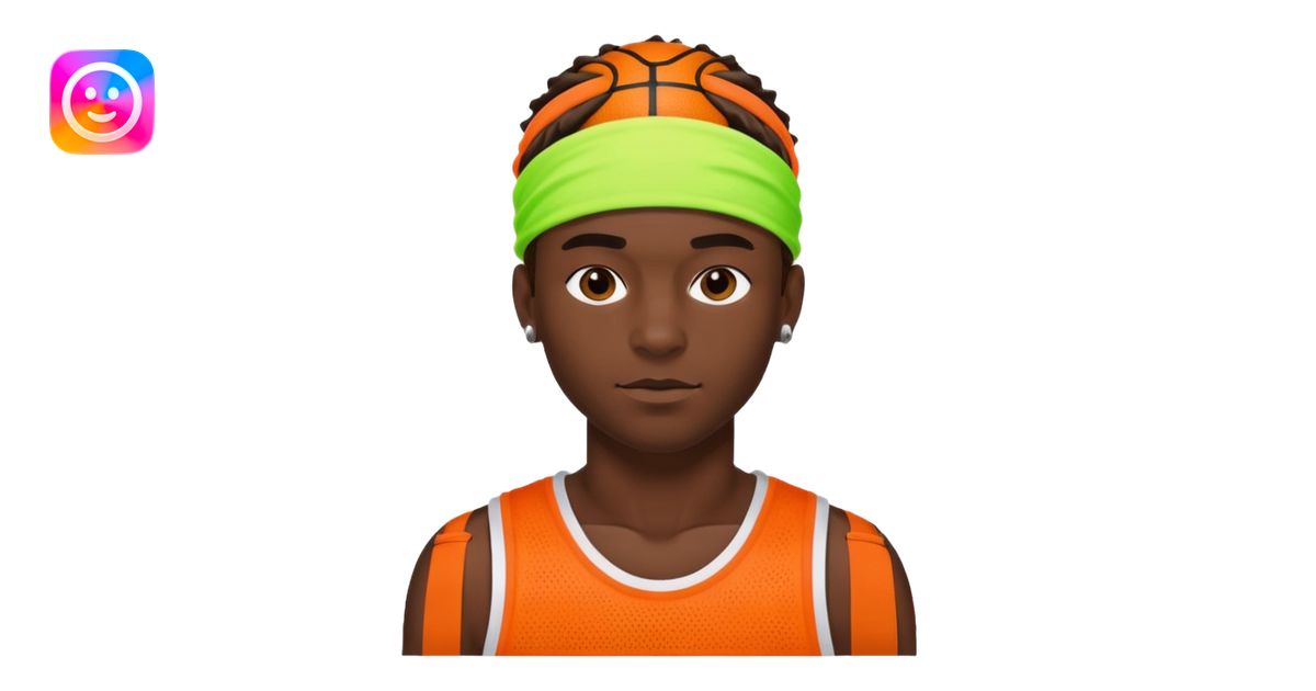 Basketball guy with neon headband emoji | AI Emoji Generator
