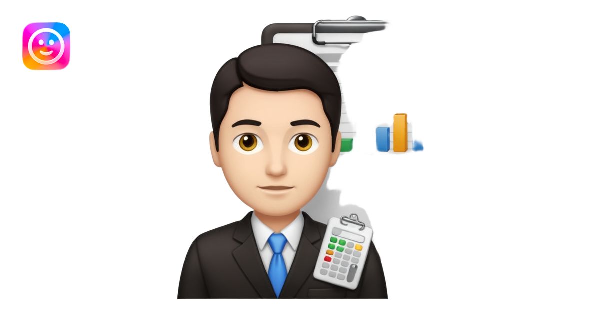 male dark hair auditor with spreadsheet emoji emoji | AI Emoji Generator