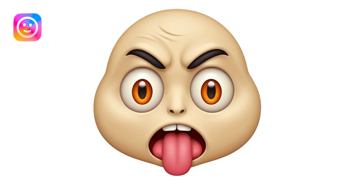 A face emoji with its tounge out but the eyes are evil and kind of ...