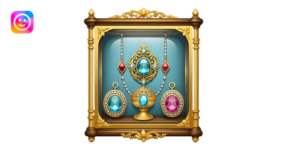 old jewelry in a glass showcase emoji | AI Emoji Generator