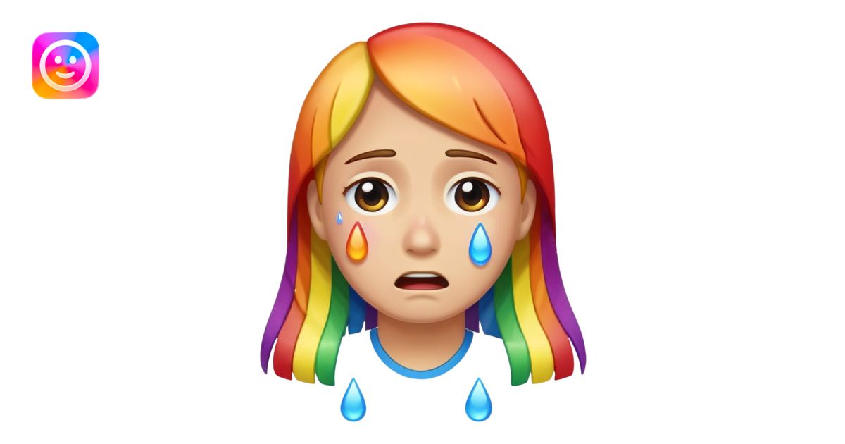 Crying rainbow tears emoji | AI Emoji Generator