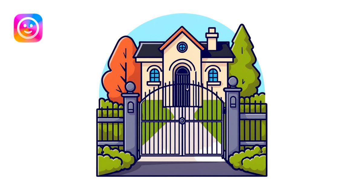 house entrance gate with garden fence image | AI Emoji Generator
