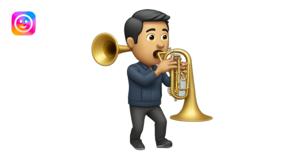 Man blowing a trombone with bump emoji | AI Emoji Generator