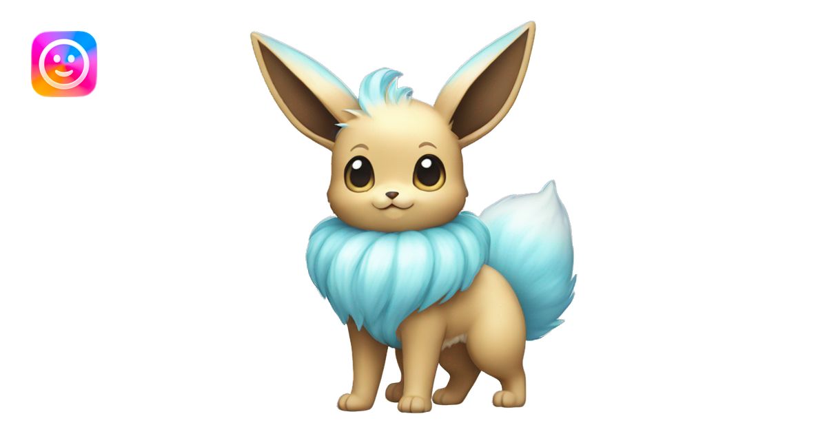 Kawaii Shiny Pastel Blue Eevee Full Body emoji | AI Emoji Generator