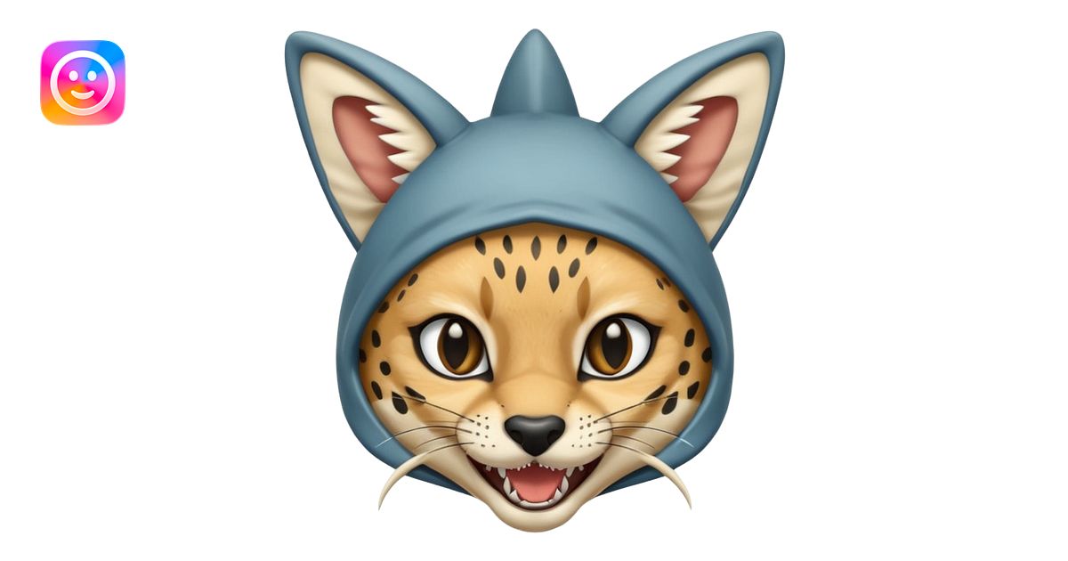 Wearing shark hood serval meme eye wink emoji | AI Emoji Generator