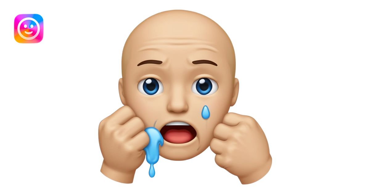 Crying emoji with fist in front of mouth emoji | AI Emoji Generator