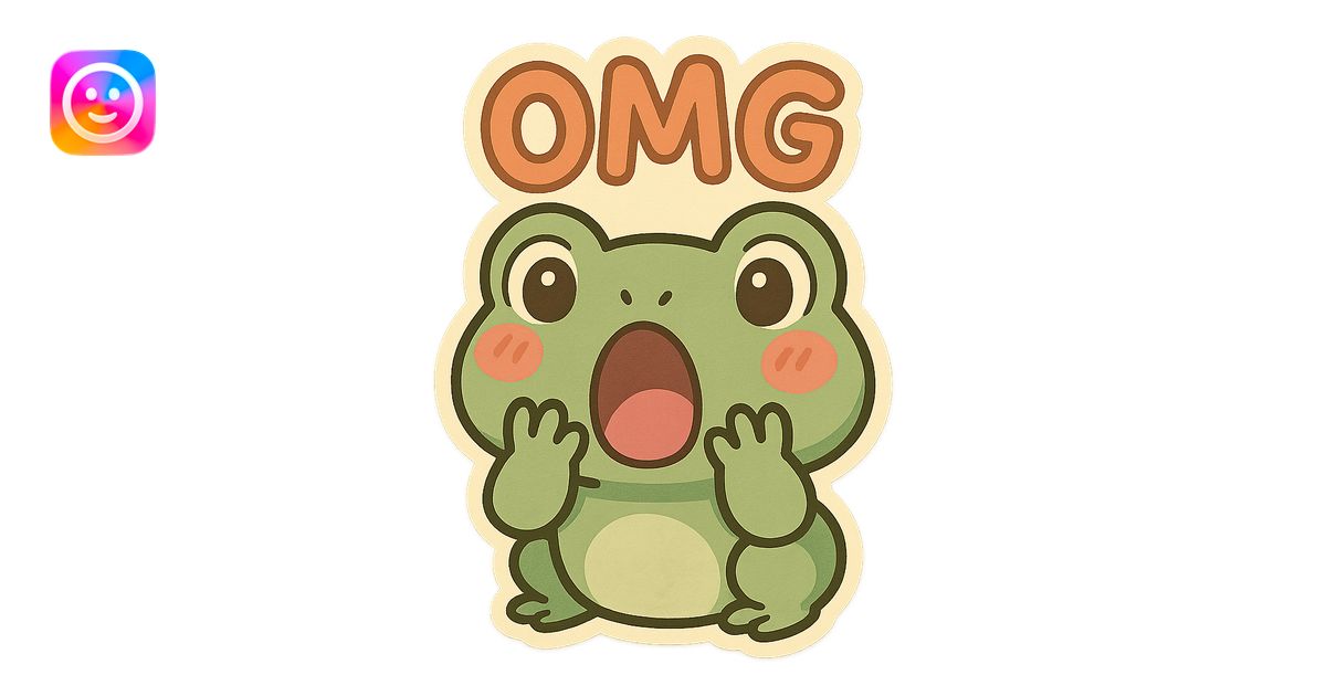 Chibi Frog “OMG” emoji | AI Emoji Generator