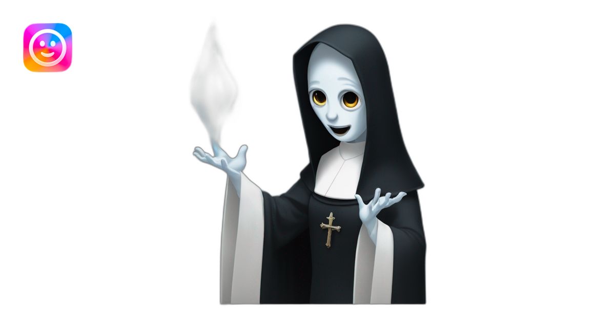 The nun Valak conjuring emoji | AI Emoji Generator
