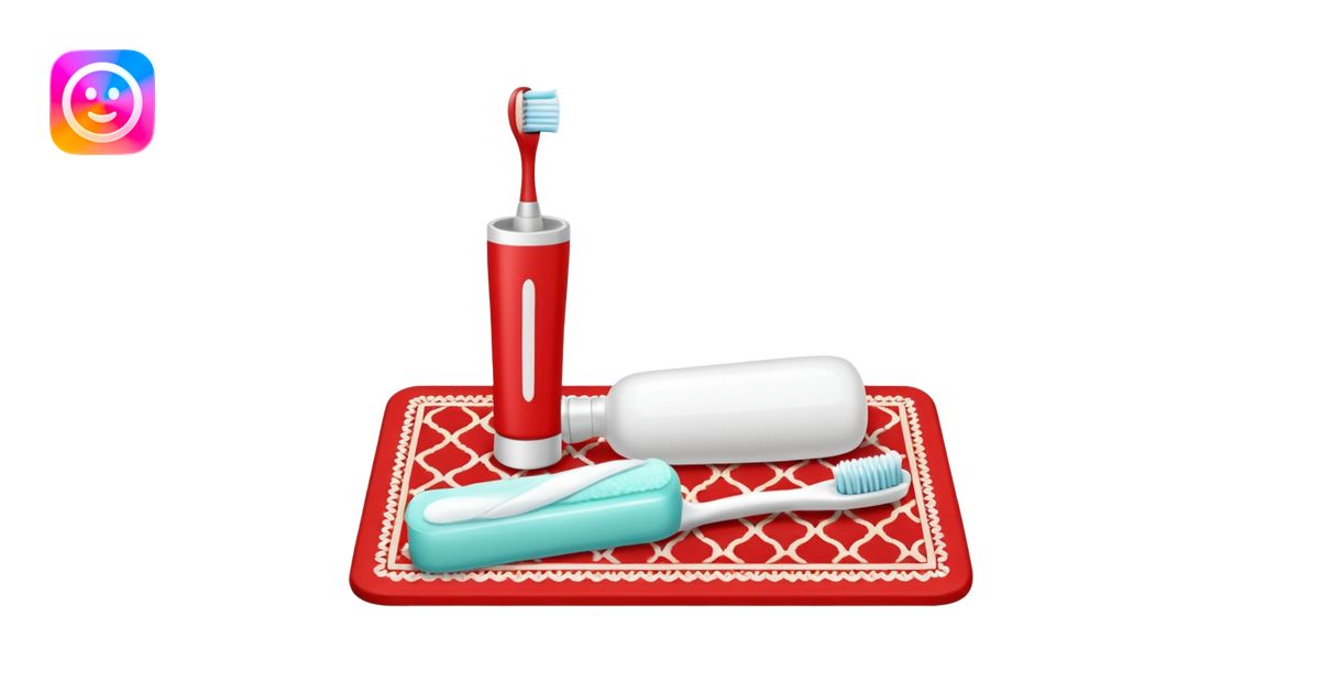 Toothbrush and toothpaste with Salah mat emoji | AI Emoji Generator