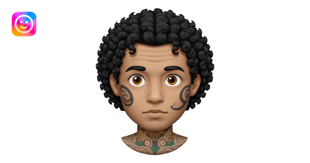 man curly hair and heavy face tattoo emoji | AI Emoji Generator