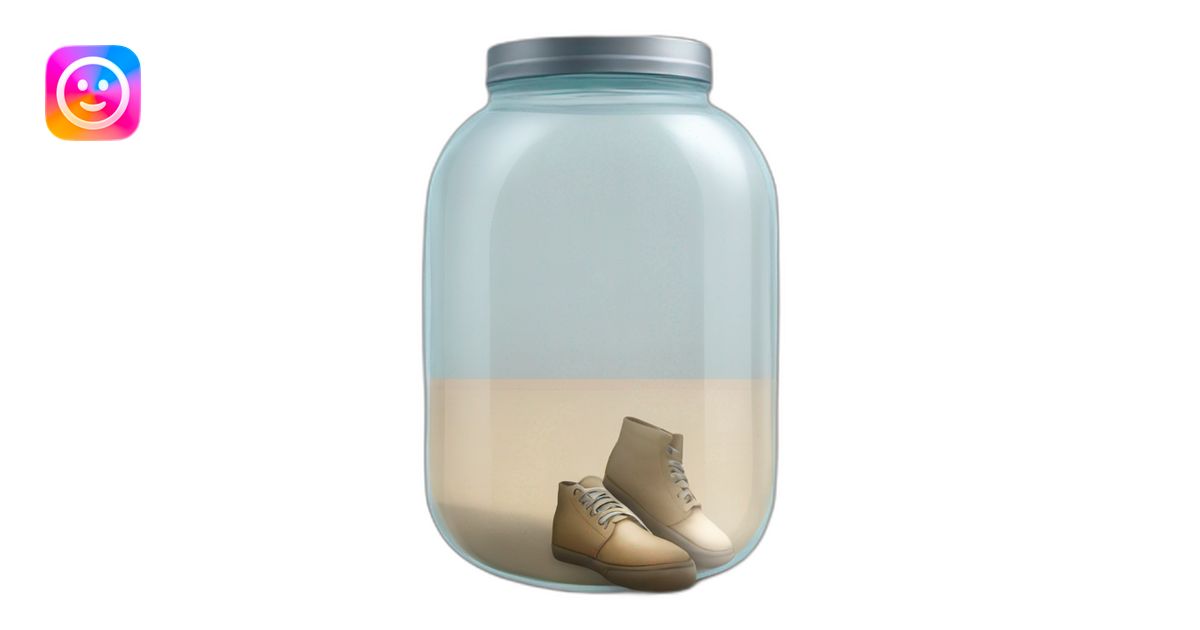 an empty transparent jar on the floor between two human feet,-inside ...