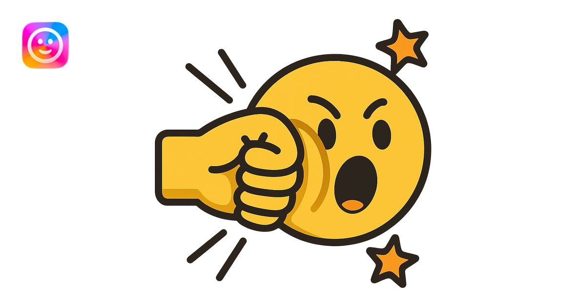 flat-toon style cartoon emoji of a dramatic face punch moment: yellow ...