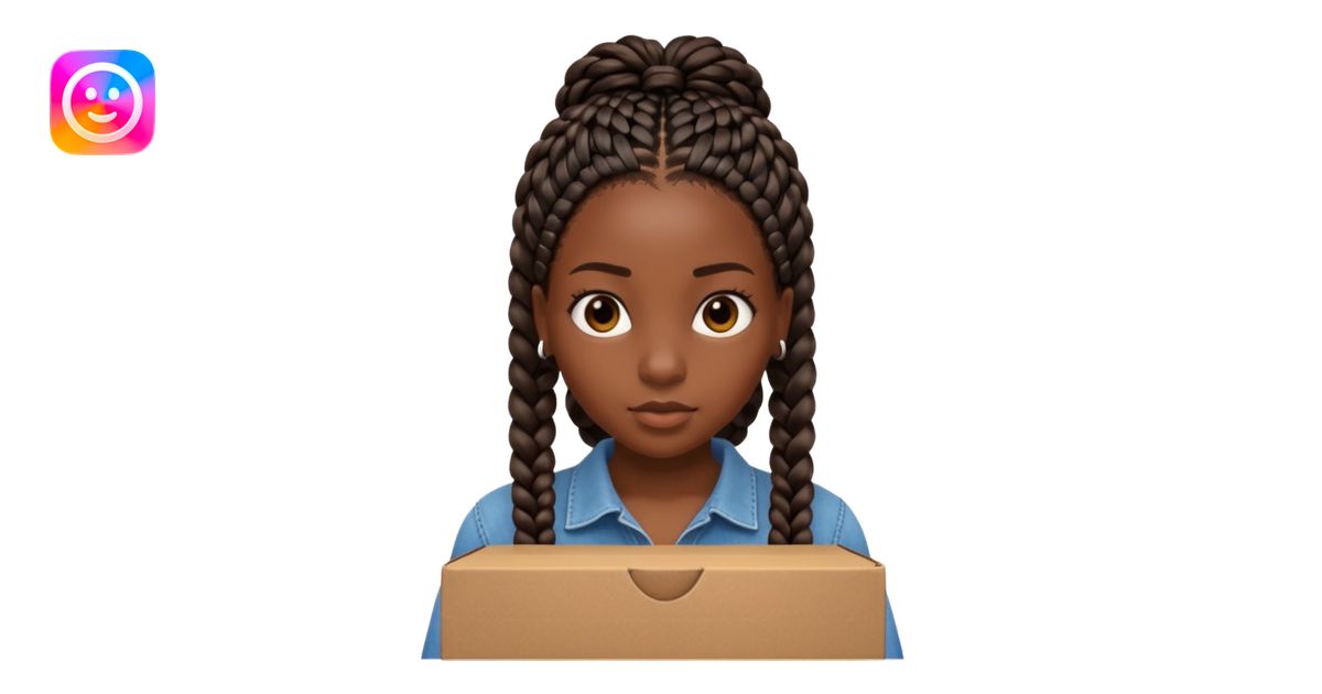 black girl with straight down box braids emoji | AI Emoji Generator