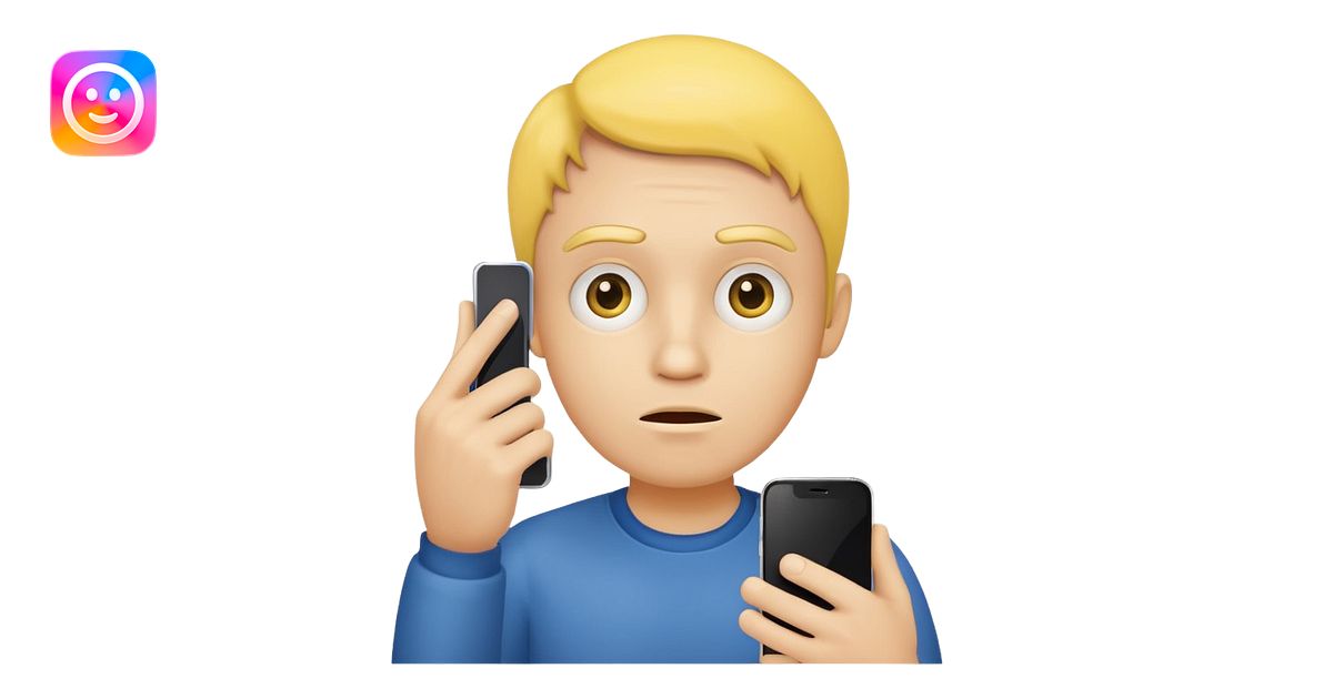 a yellow circle face confused why a hand is showing him a phone emoji ...