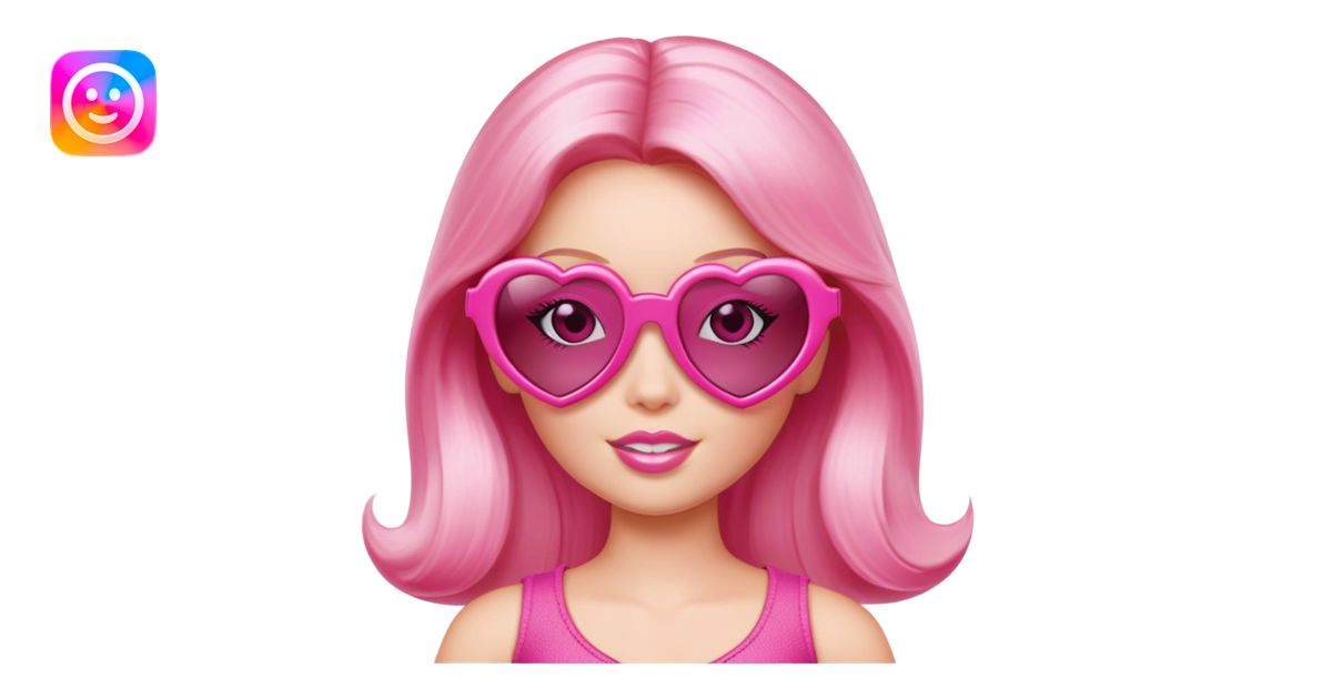barbie with pink heart sunglasses emoji | AI Emoji Generator