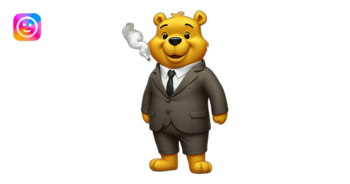 Winnie the pooh smoking suit emoji | AI Emoji Generator