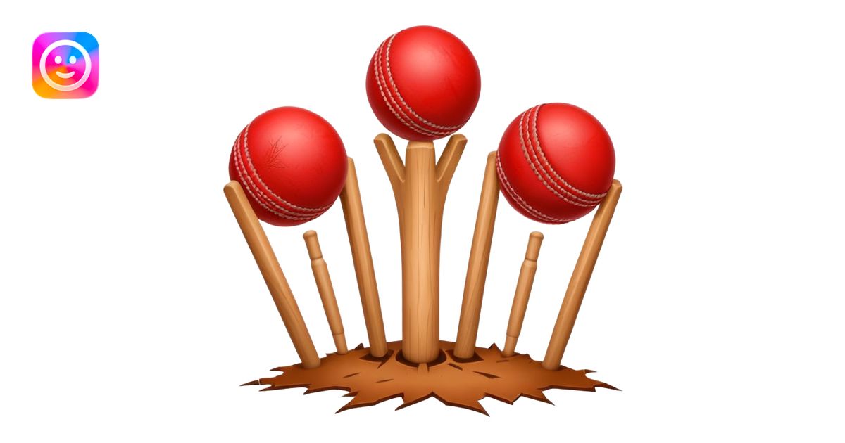 real cricket 3 stumps hit by single cricket ball emoji | AI Emoji Generator