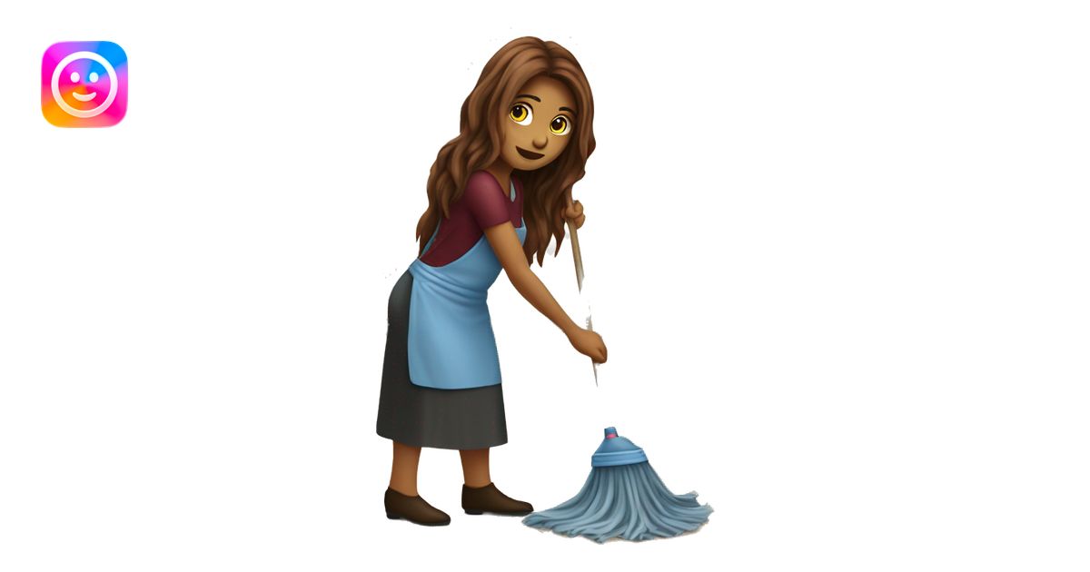 Beautiful burgundy long haired woman mopping the floor emoji | AI Emoji ...