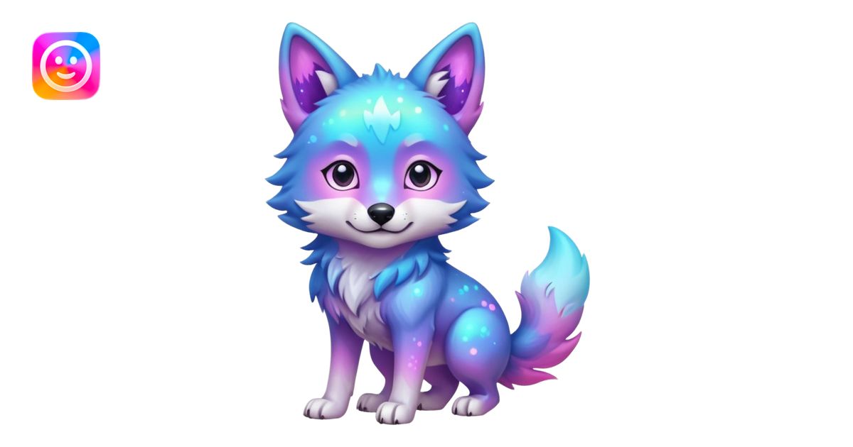 kawaii cute colorful shiny pastel nebula wolf (full body) emoji | AI ...