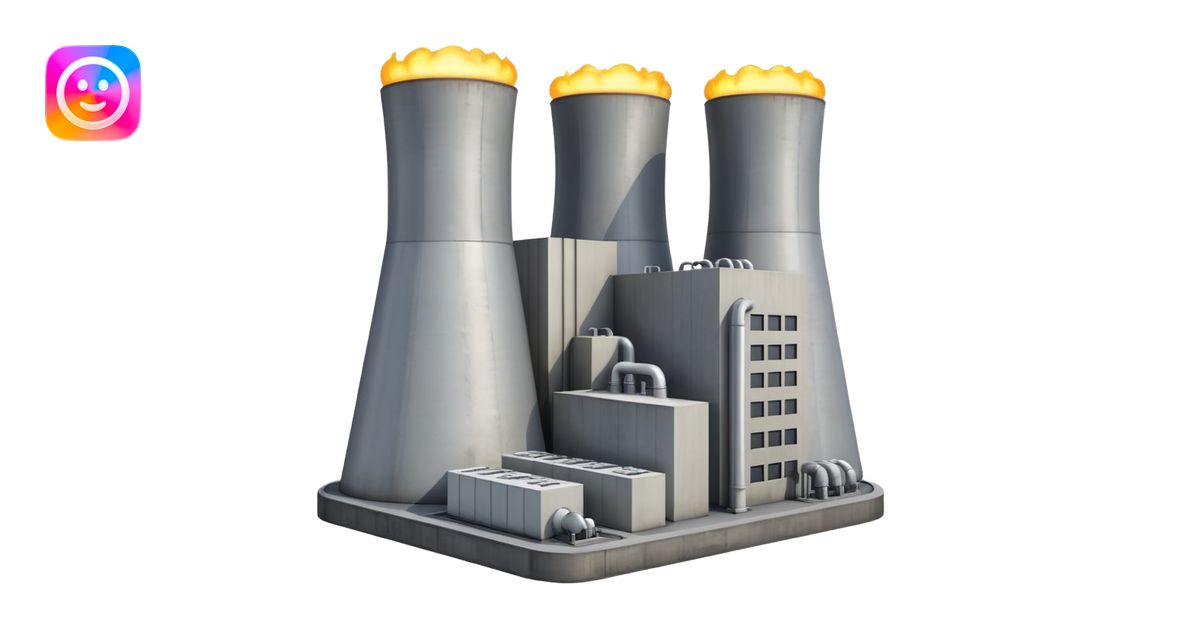 realistic nuclear power plant with 6 power units emoji | AI Emoji Generator