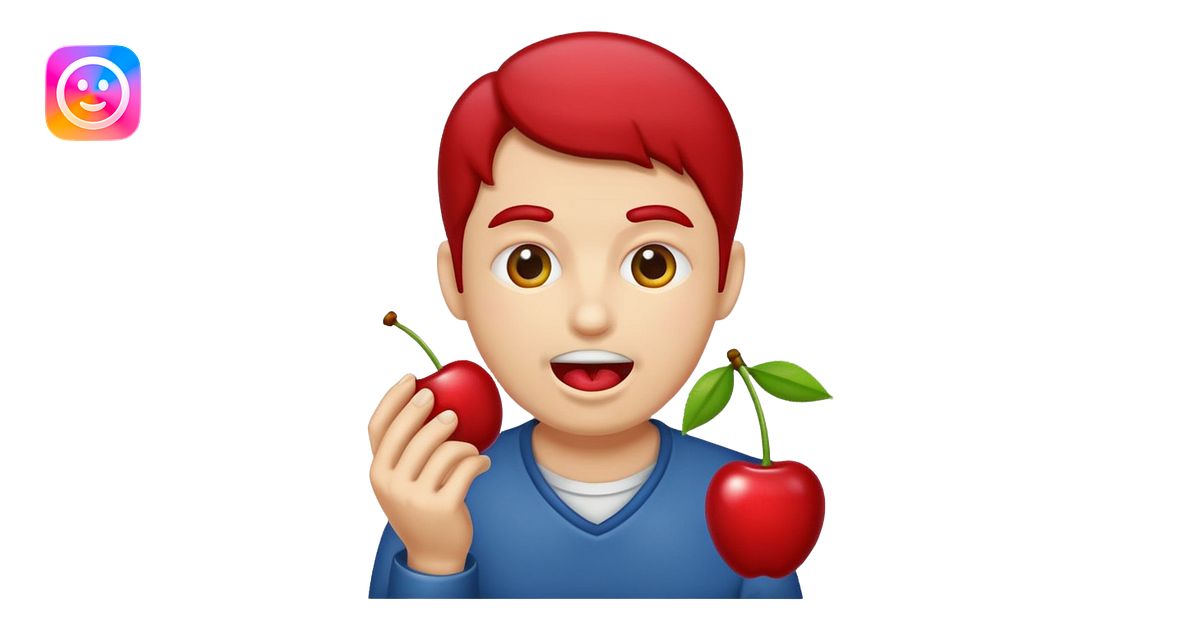 cherry eating man emoji | AI Emoji Generator