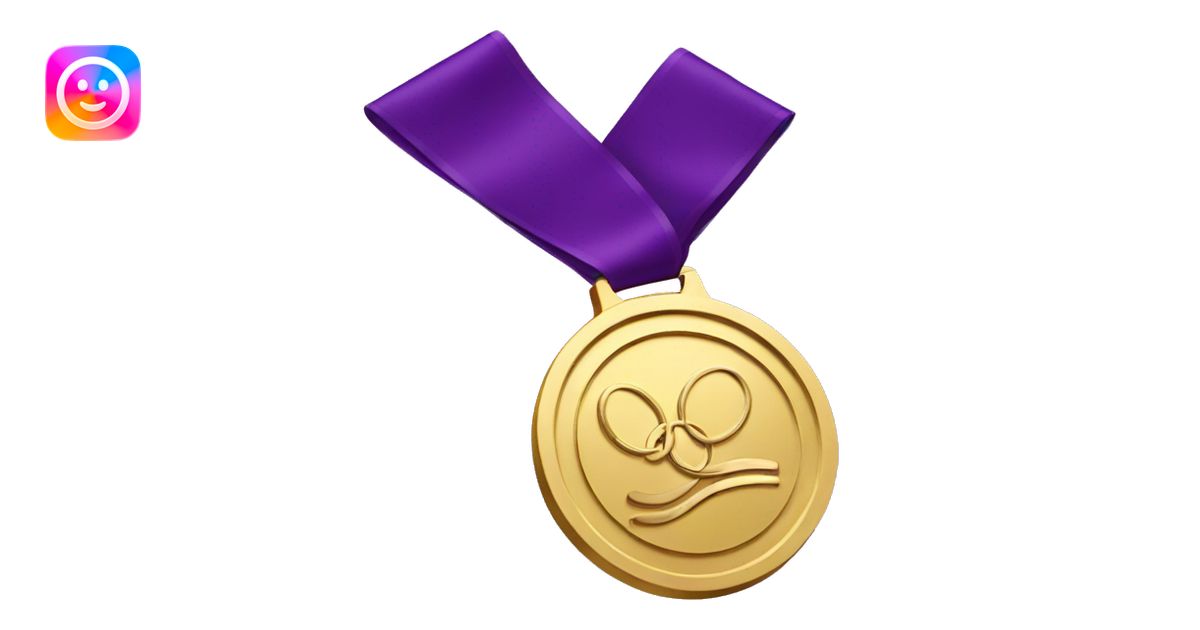 gold olympics medal with purple ribbon emoji | AI Emoji Generator