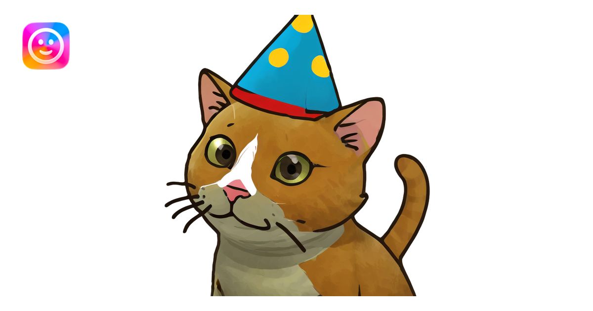 ginger tabby kitten celebrating birthday, wearing a birthday hat, with ...