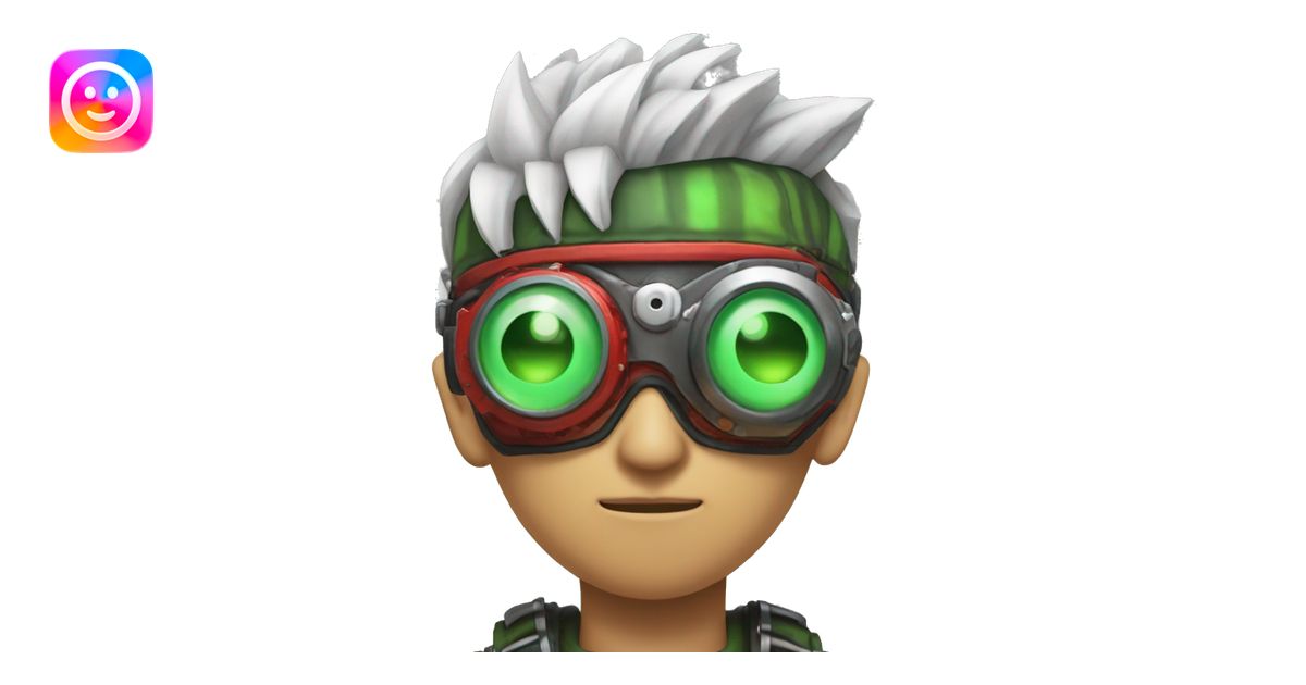 Asian Male cyborg with thin red Mohawk and green steampunk goggles ...