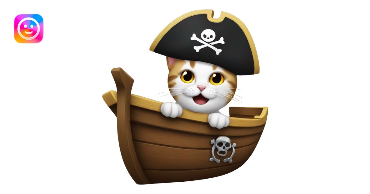 Cat on a pirate boat crying emoji | AI Emoji Generator