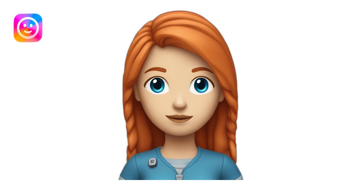 blue-eyed red-haired girl with 3d printer emoji | AI Emoji Generator