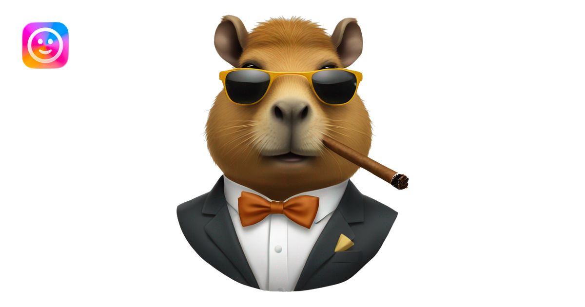capybara with bow tie and sunglasses smoking a cigar emoji | AI Emoji ...