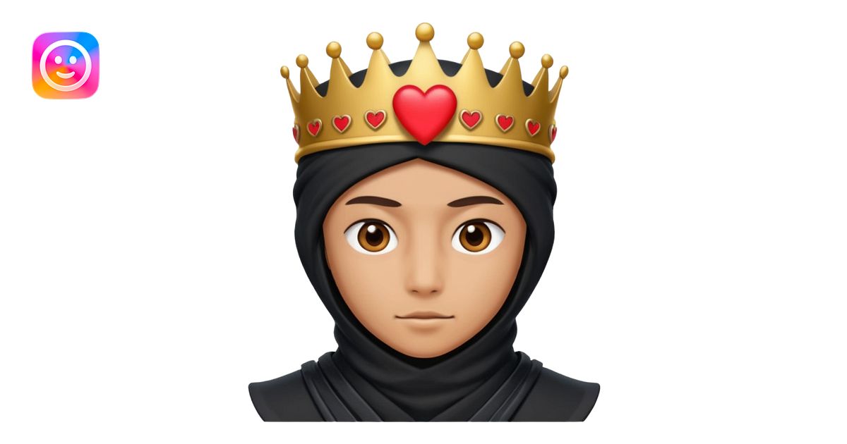 Ninja con ojos de corazón y una corana emoji | AI Emoji Generator