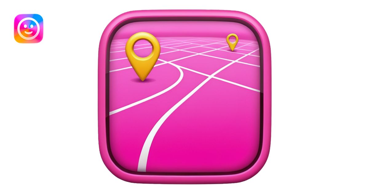 pink big gps map lines emoji | AI Emoji Generator