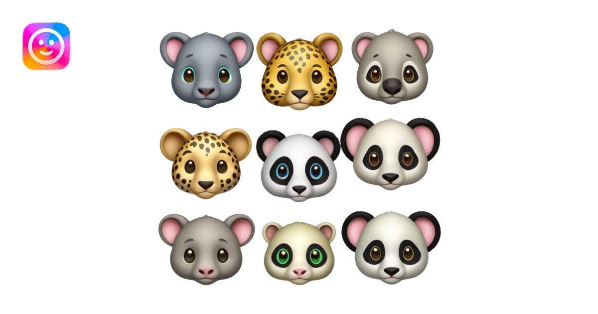 leopard, elephant, frog, goat, panda, and koala all together emoji | AI ...