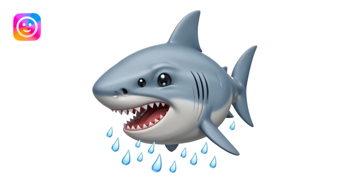 Crying shark with tears streaming down his face emoji | AI Emoji Generator