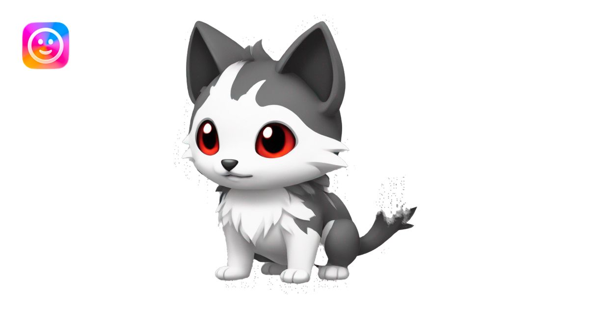 Cute cool black red white grey animal hybrid Fakemon full body emoji ...