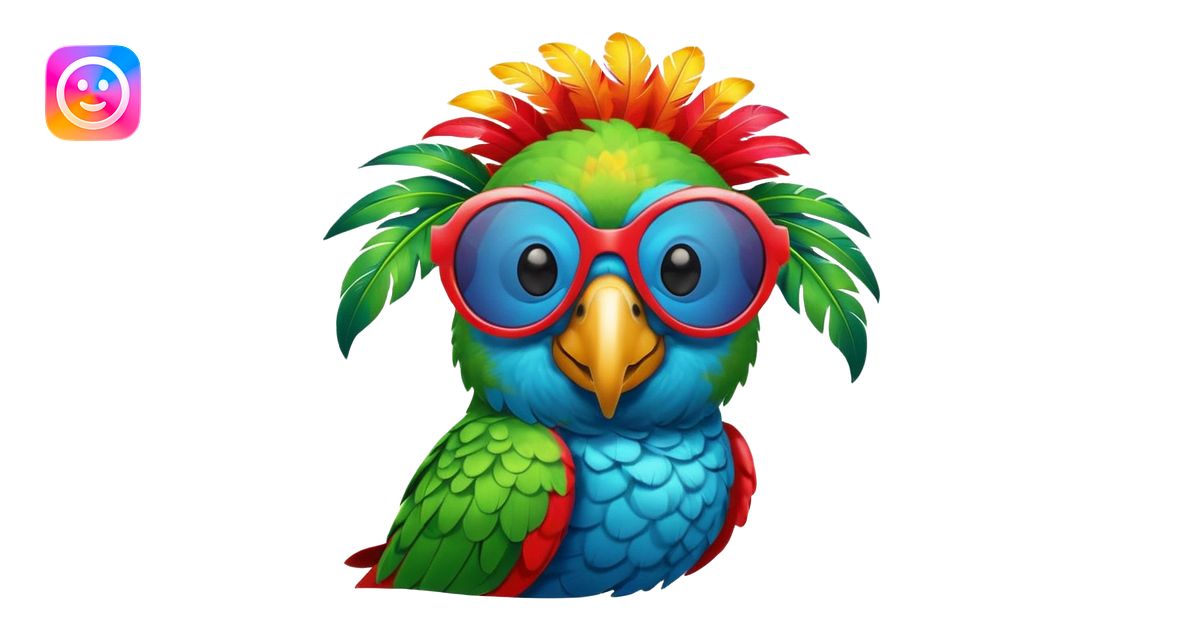 Parrot with shiny sunglasses emoji | AI Emoji Generator