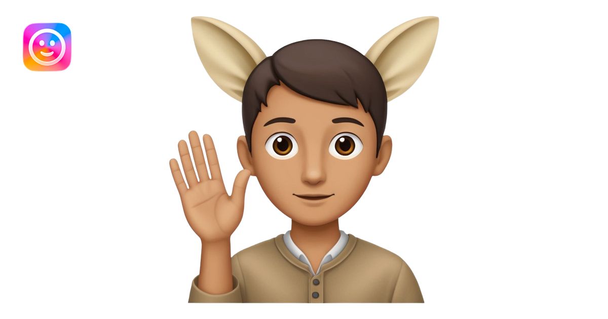 orecchio grande con mano dietro che lo sventola emoji | AI Emoji Generator