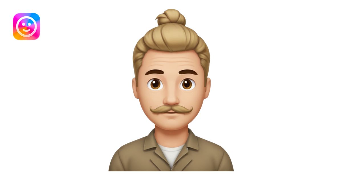 bun hair man and mustache emoji | AI Emoji Generator