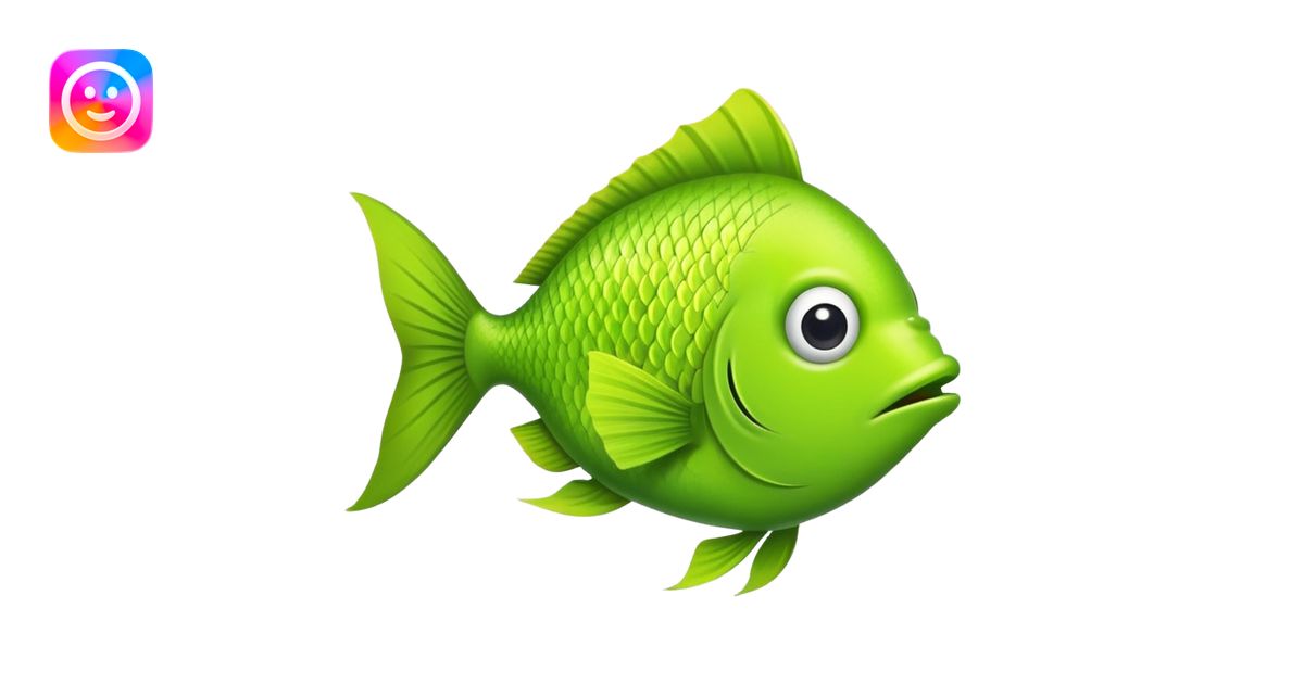 bright lime green fish shown in absolute side profile, one eye only ...
