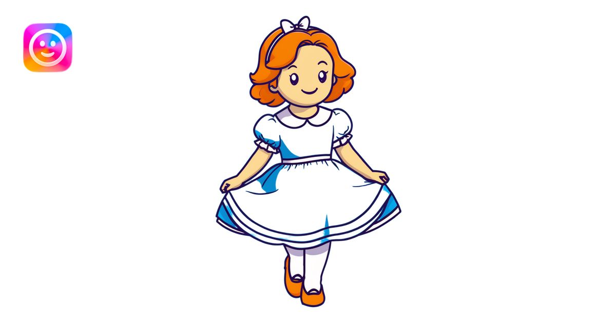 Disney's animated Alice in Wonderland curtseying with a bright cheerful ...