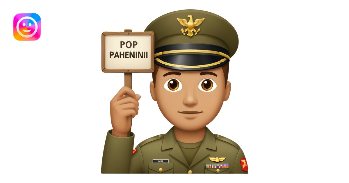 Military man with a sign in hands with text "ПОРАНЕНИЙ" emoji | AI ...