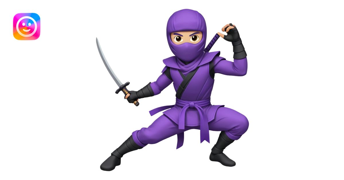 purple ninja in action pose emoji | AI Emoji Generator