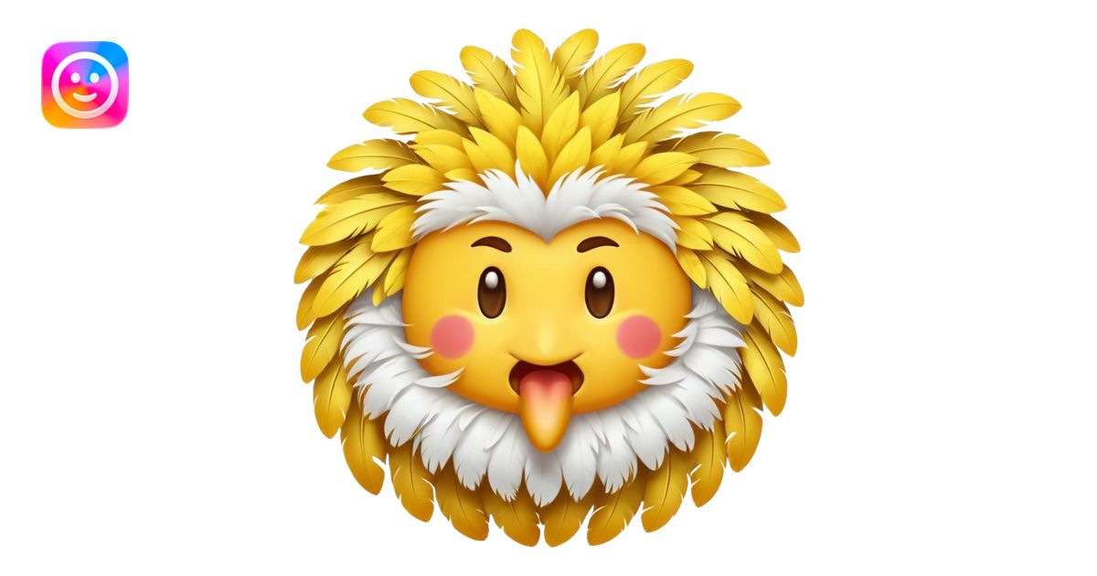 classic yellow round face emoji spitting feathers emoji | AI Emoji ...