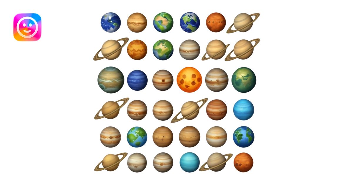 12 planets emojis I need a labeled and a ine for each planet :mercury ...