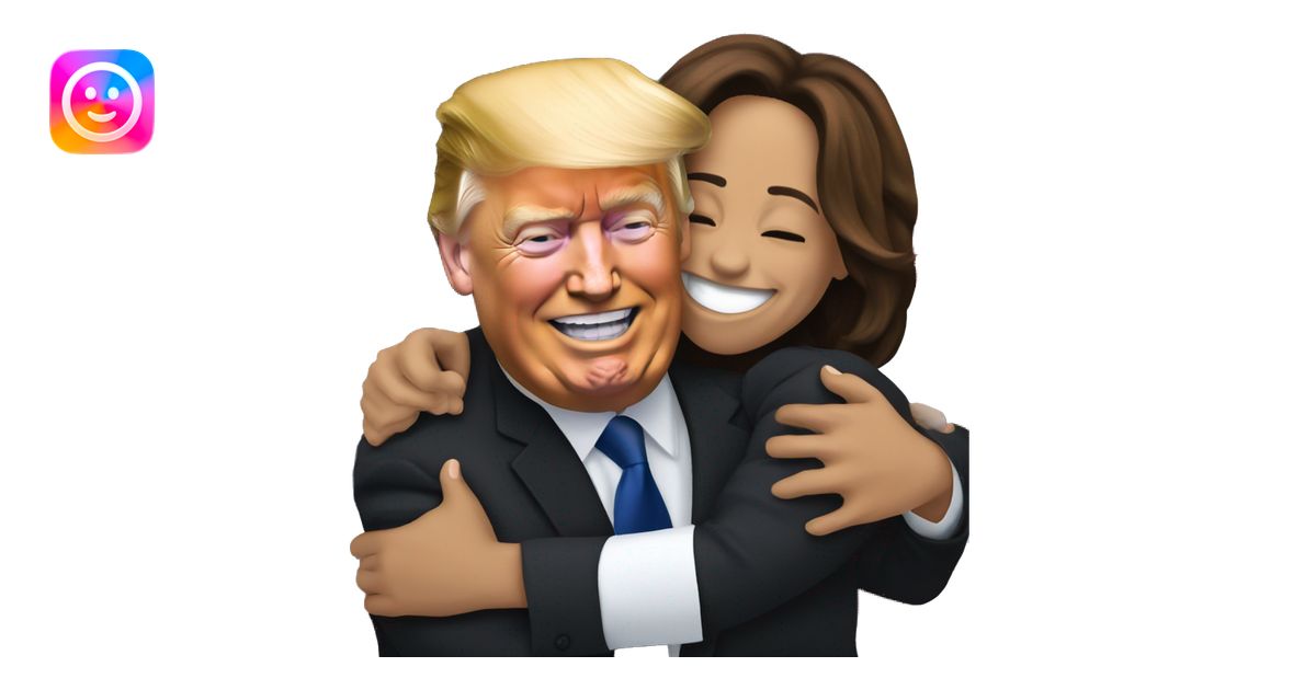 Donald trump and Kamala Harris hugging emoji | AI Emoji Generator