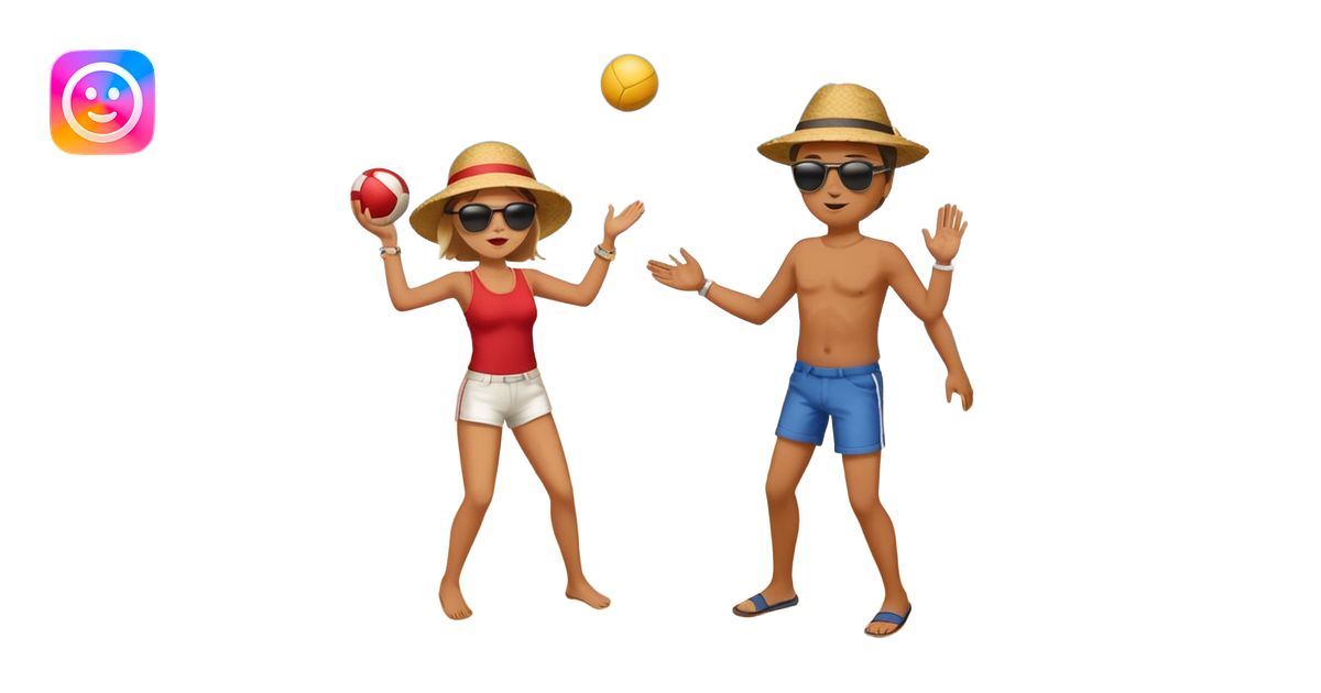 Throwing a ball at the beach to another person. Only one ball. emoji ...
