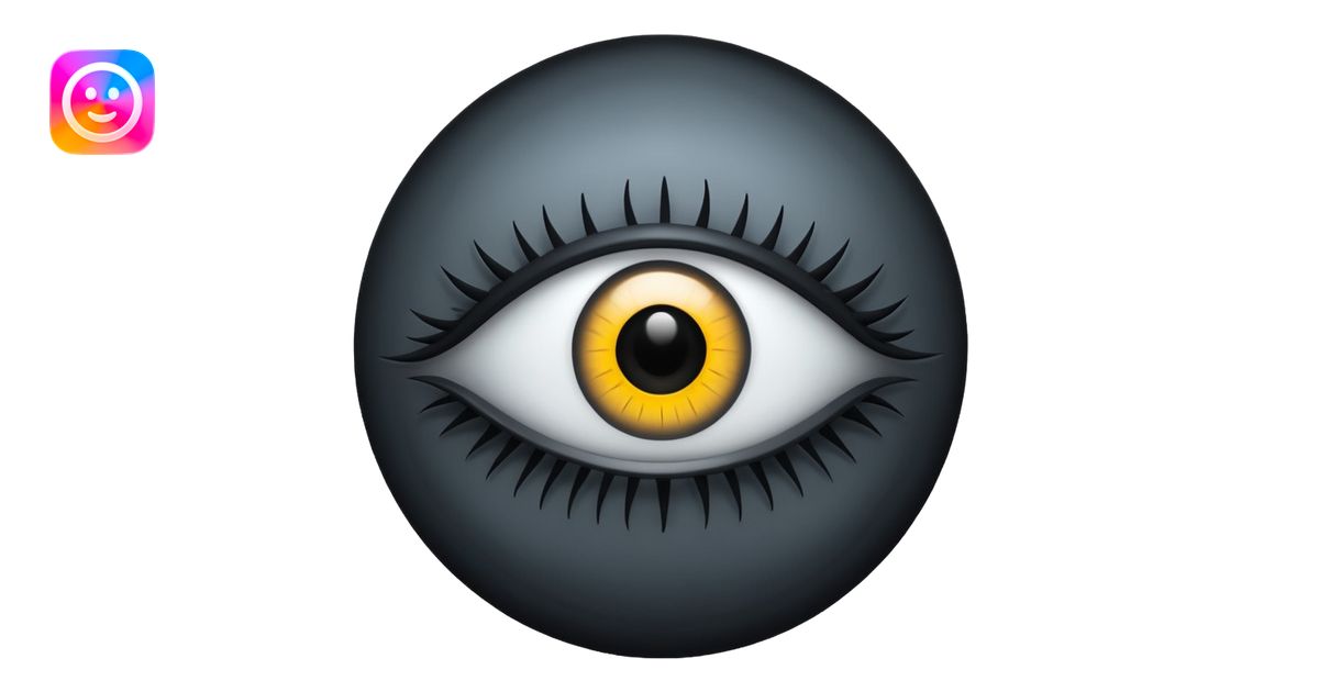 Minimal emoji, gothic futuristic eye, cold grey sclera, pupil replaced ...